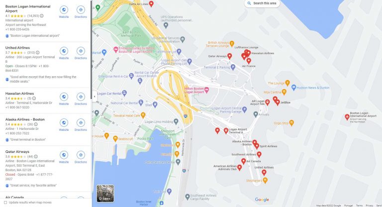 Terminals map at Boston Logan Airport | Bos